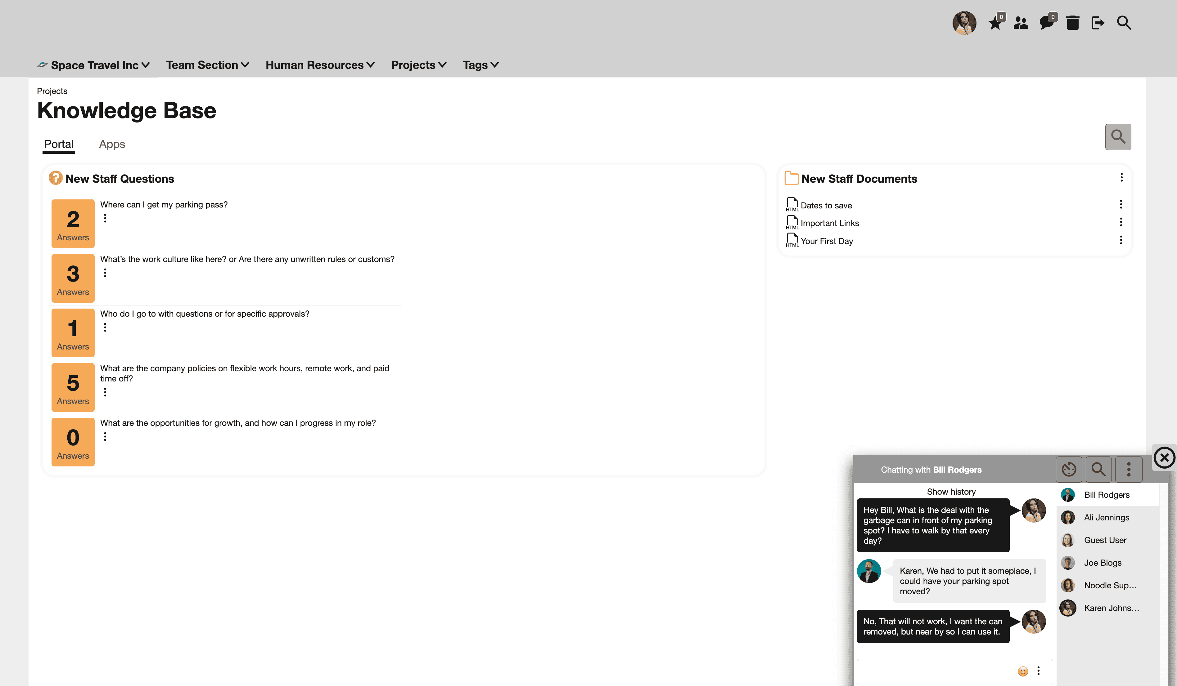 Intranet Example Screenshots